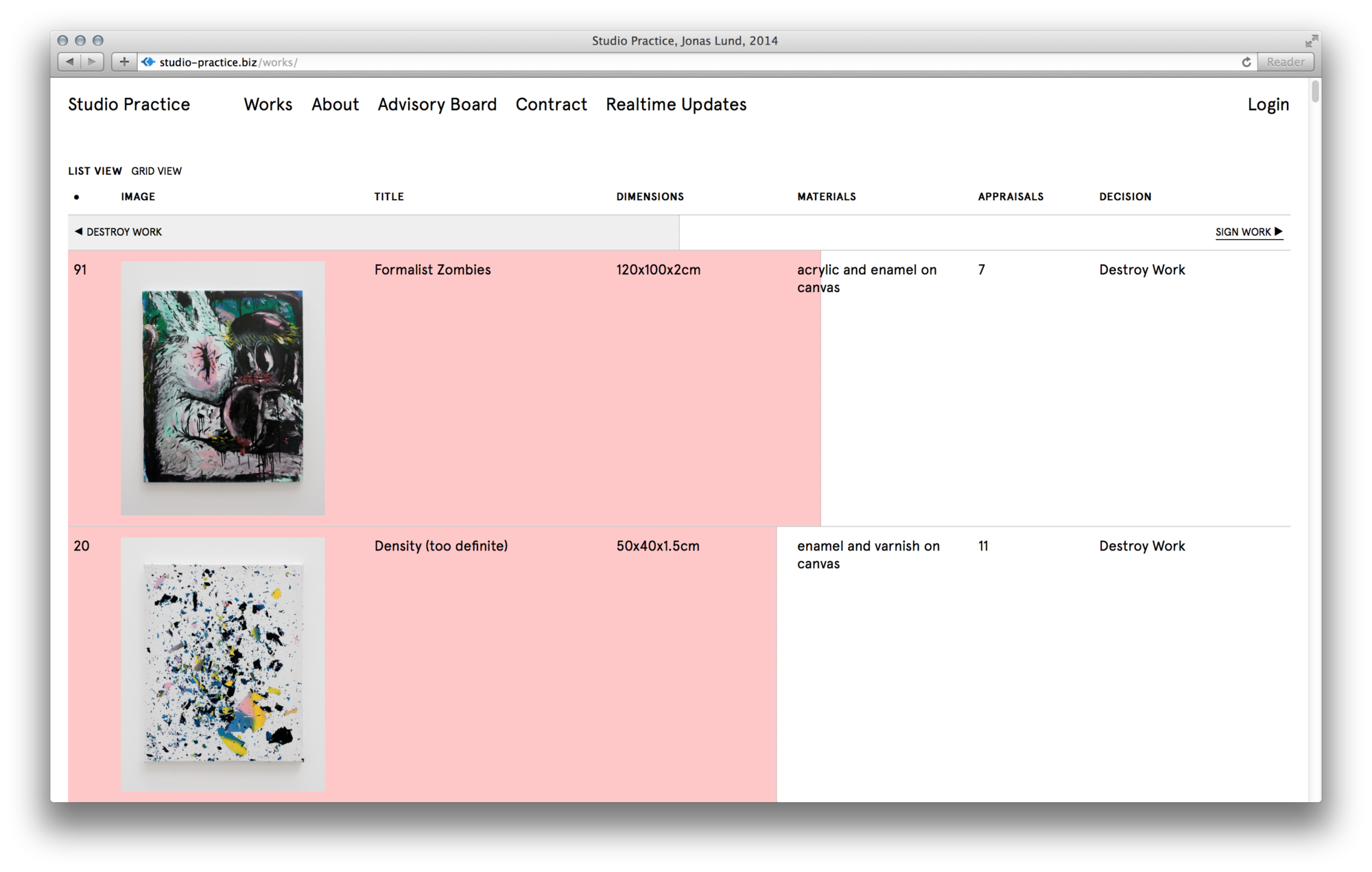 Jonas Lund - Studio Practice