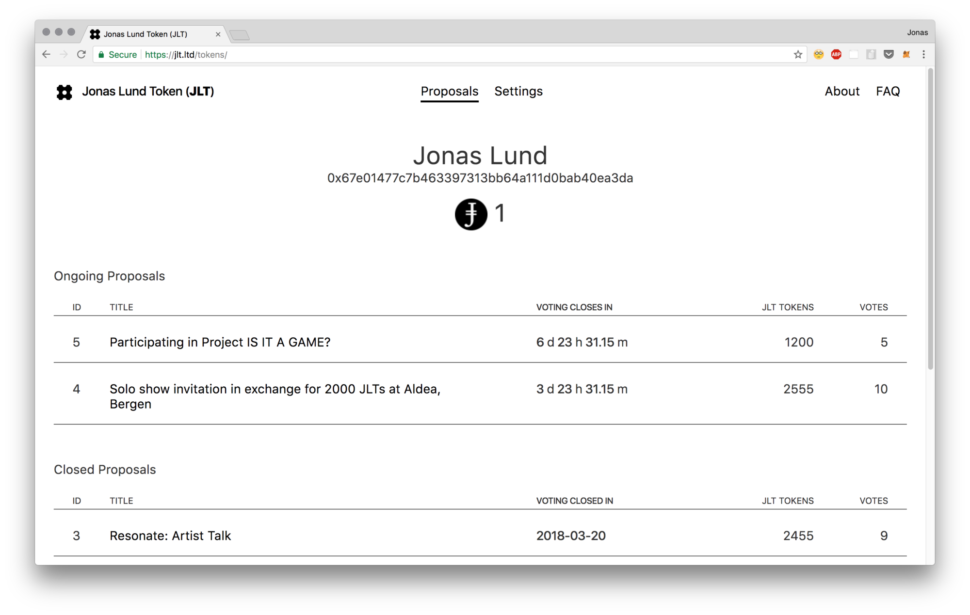 Jonas Lund - Jonas Lund Token (JLT)